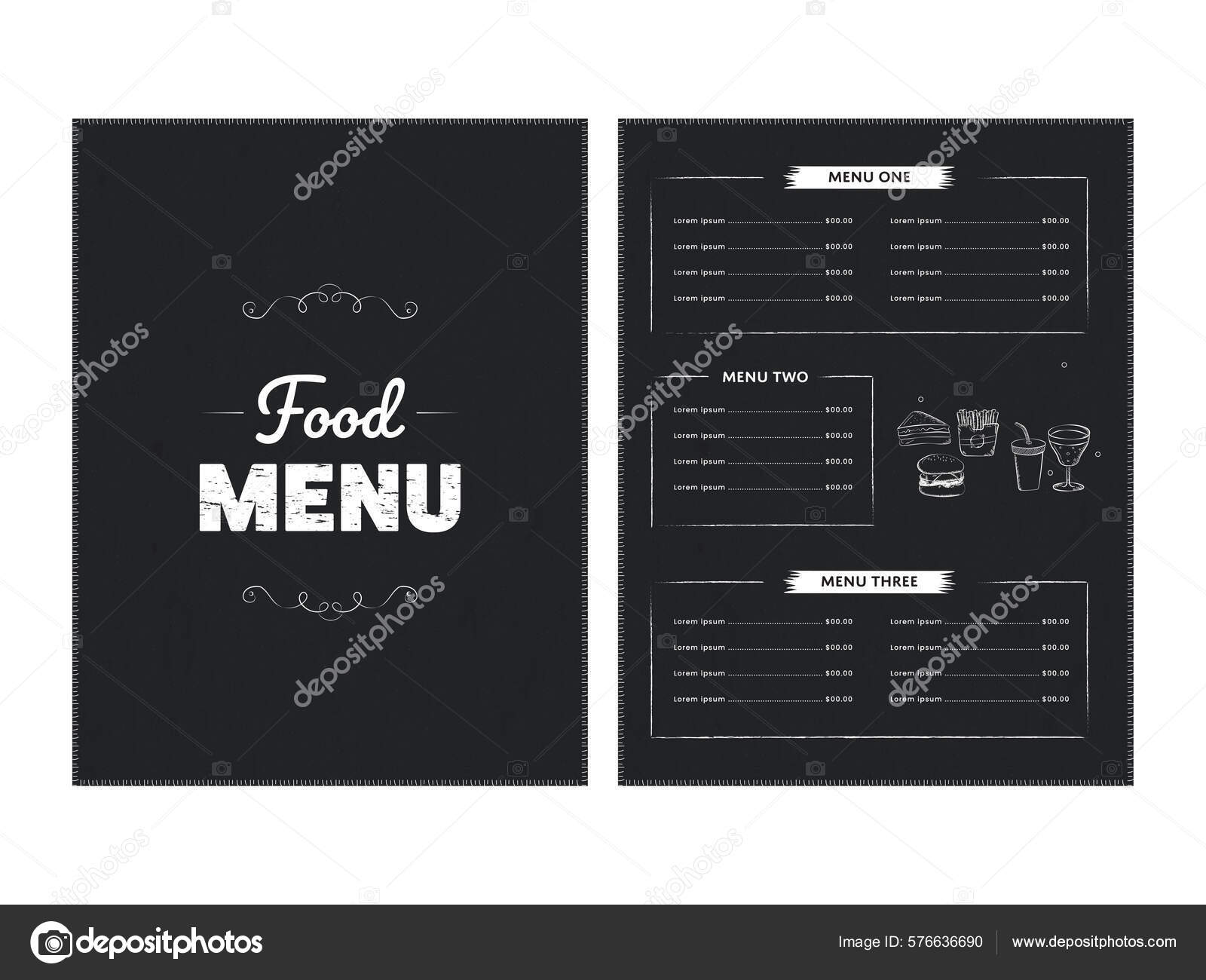 后两旁的食物菜单卡模板图库矢量图作者：© alliesinteract 576636690
