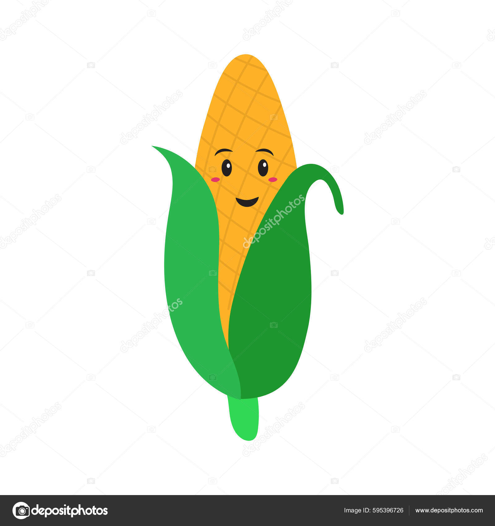 Flat Vector Smiley Corn Cartoon Plant Vector de stock #595396726 de ...