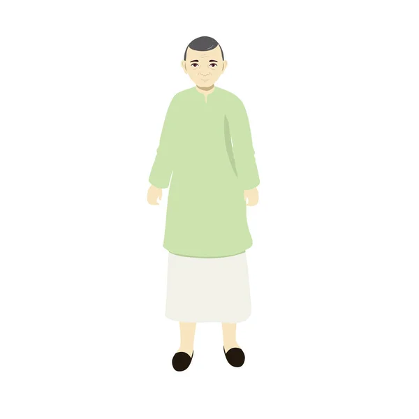 Portrait Indian Man Wearing Dhoti Kurta Standing Pose White Background ...
