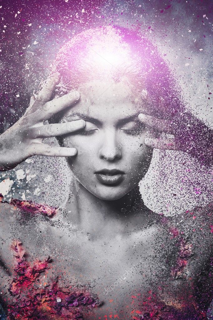 Fragility of a human creature conceptual body art on a woman — Stock ...