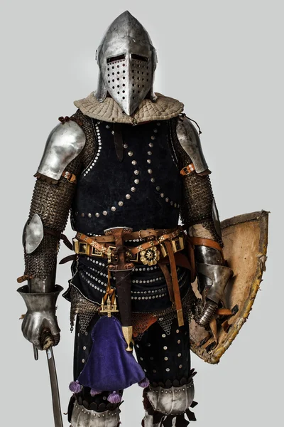 Profile photo of knight with sword on his shoulder — Stock Photo ...