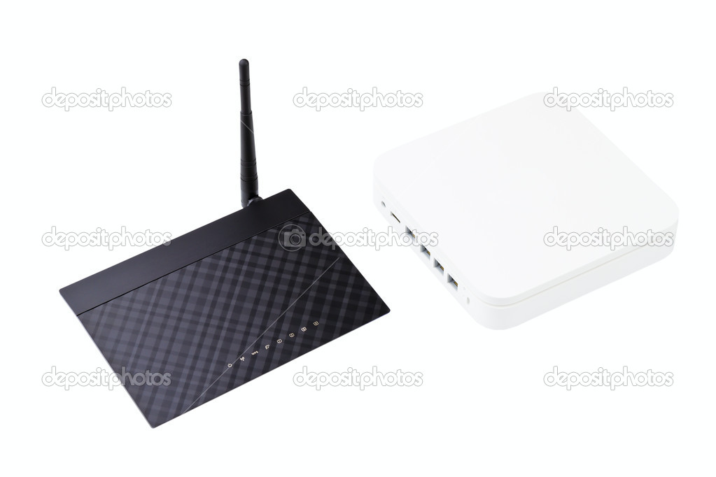 White and black wireless routers Stock Photo by ©alexxl 13858248