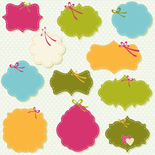 Vector color retro labels set isolated on white — Stock Vector ...