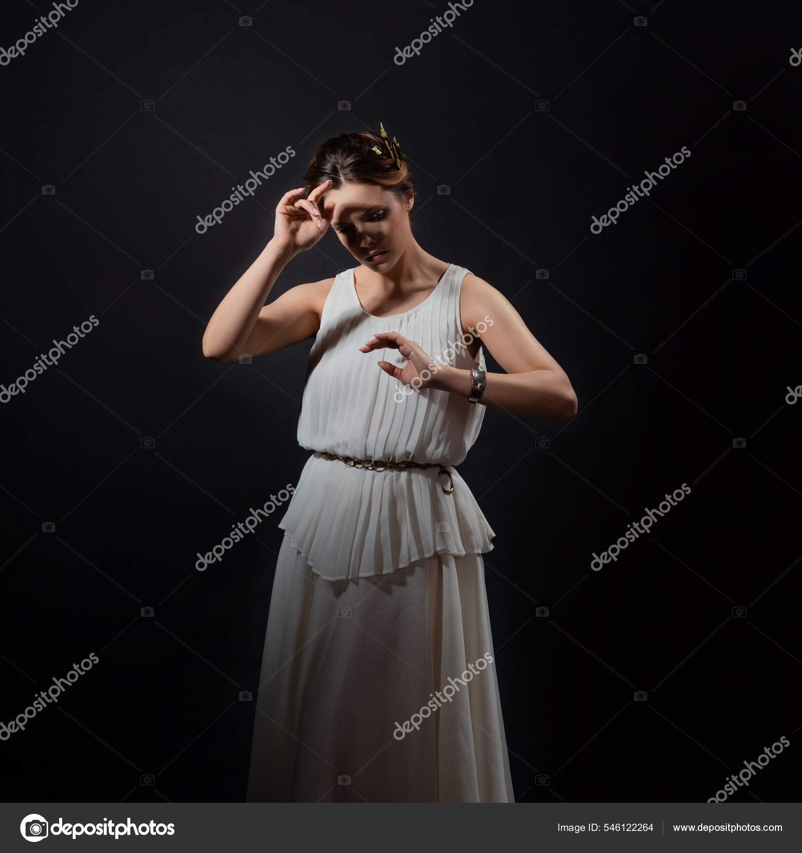 An ancient heroine, a young woman in image of an ancient Greek goddess ...