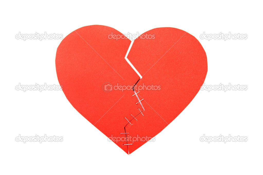 Broken cardboard heart isolated on white background — Stock Photo ...