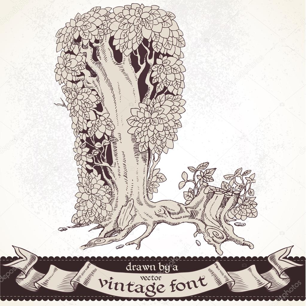 Fable forest hand drawn by a vintage font - L Stock Vector by ©yadviga ...