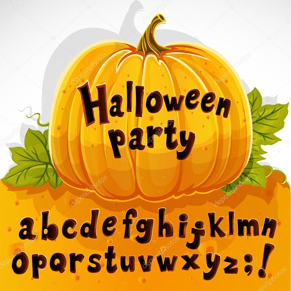 Fiesta de Halloween corta calabaza alfabeto en minúsculas Vector de ...