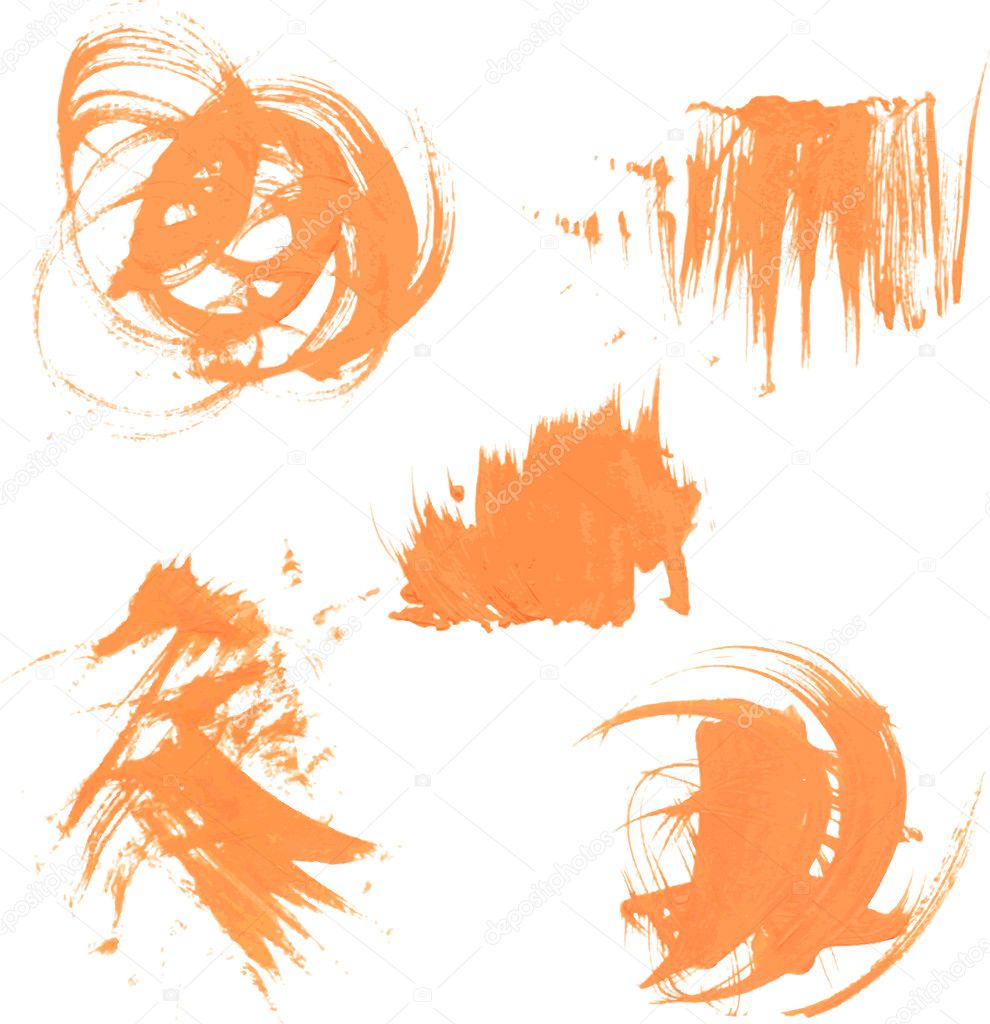 Set texture orange paint smears Stock Vector by ©yadviga 39731379