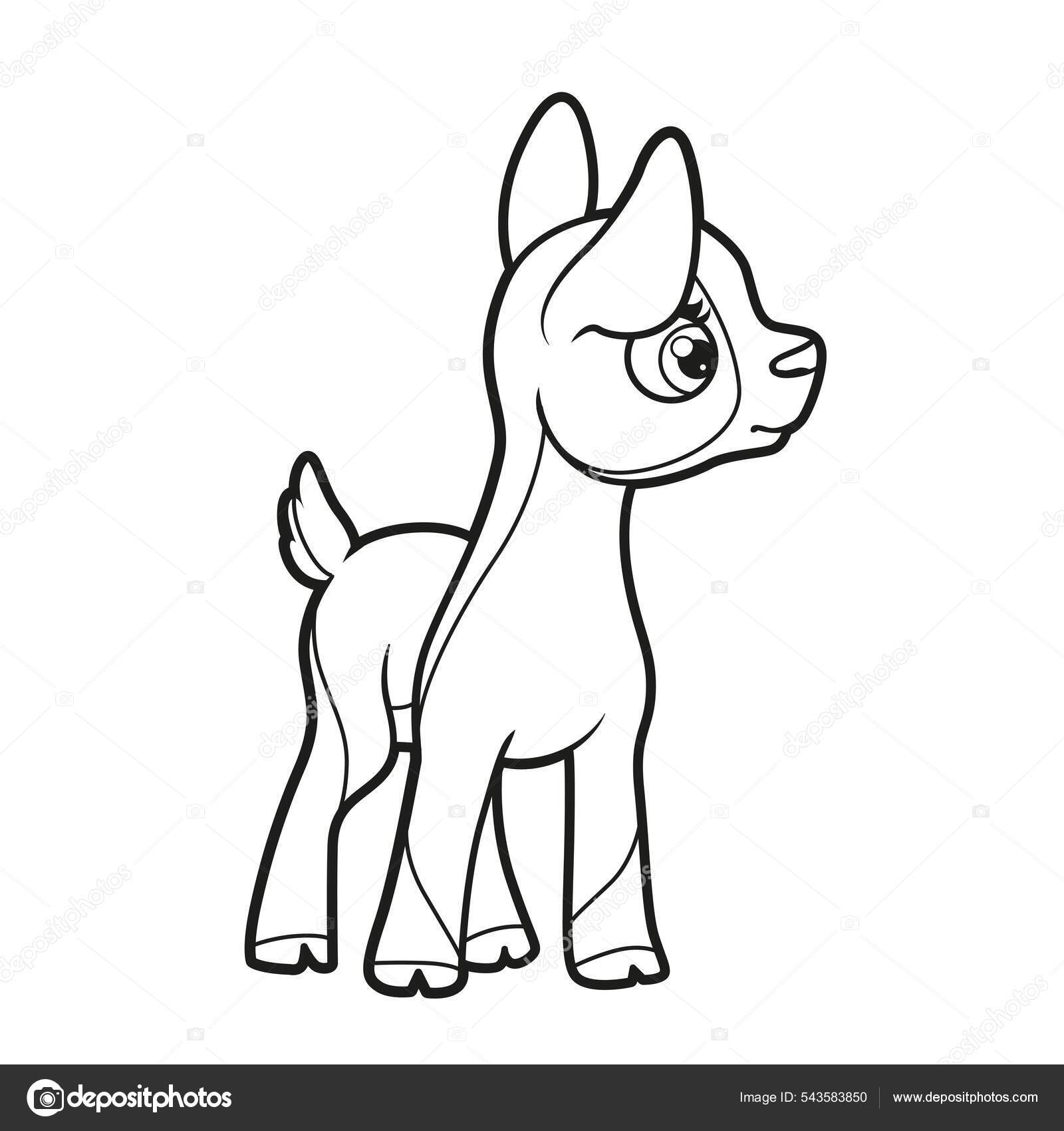 Roztomilý Karikatura Koza Obrys Pro Zbarvení Stránky Bílém Pozadí Stock ...