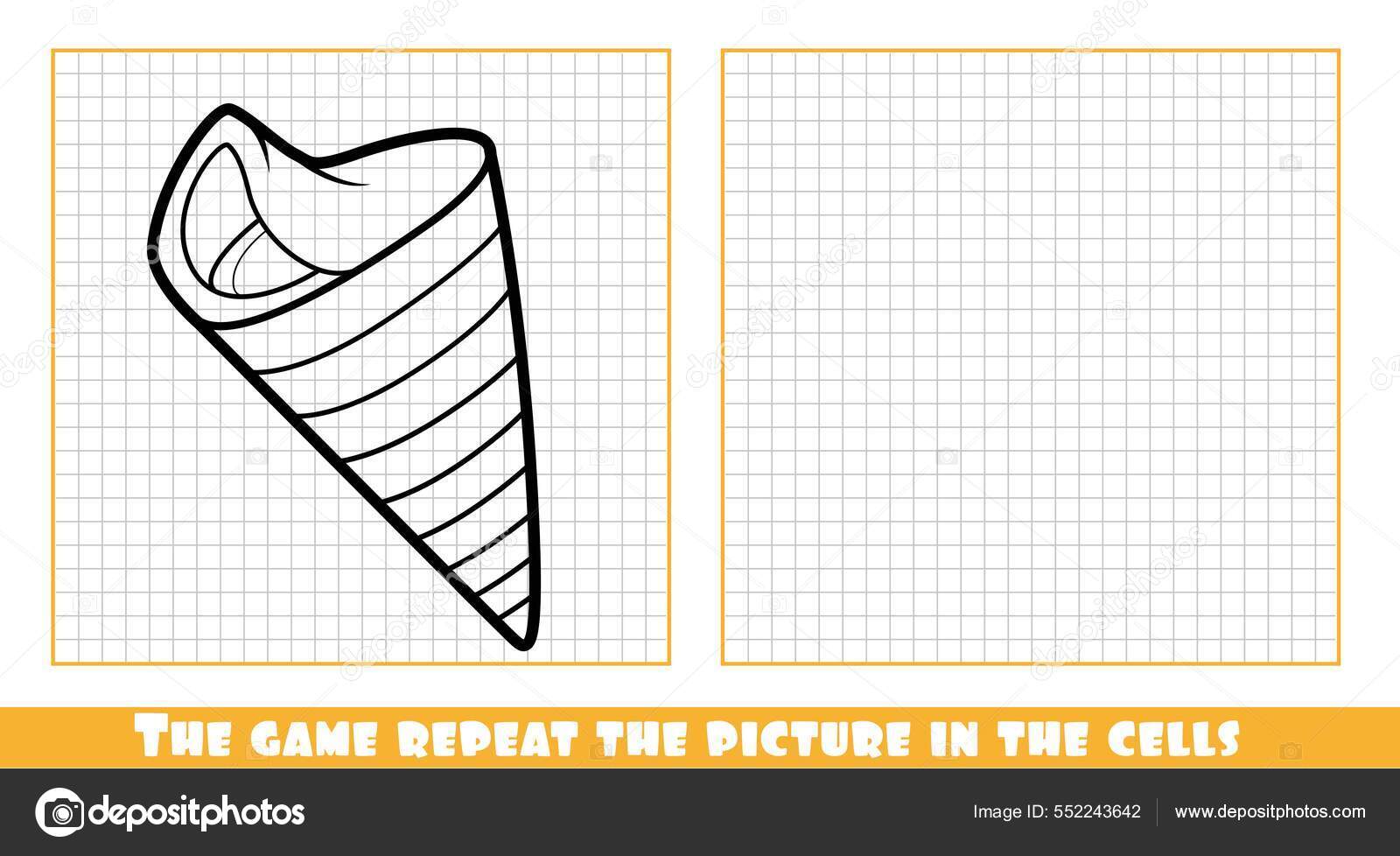Spiky Cone Shell Clam Outlined Game Repeat Picture Cells Stock Vector ...