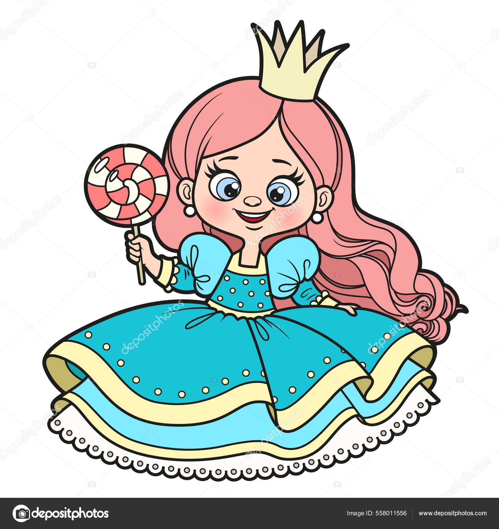 Cute Cartoon Princess Big Candy Drawing Color Variation Coloring Page ...