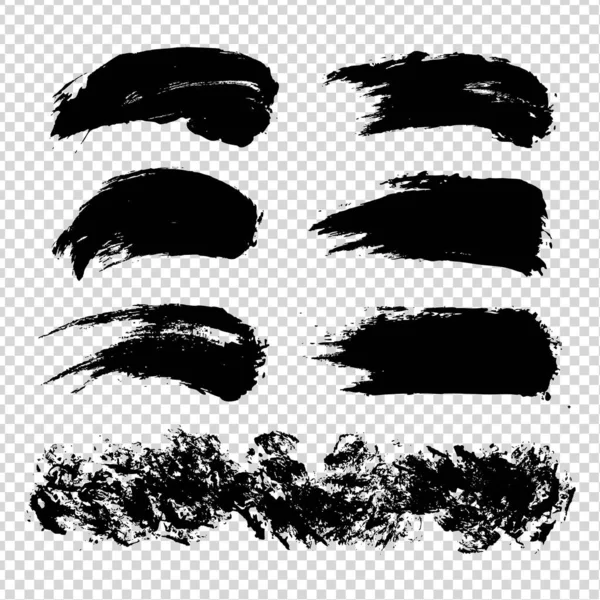 Textured Abstract Black Strokes Set Isolated Imitation Transparent ...