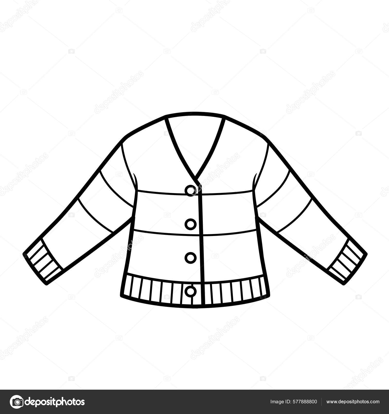 Cardigan Malha Com Listra Para Contorno Menina Para Colorir Fundo Vetor ...