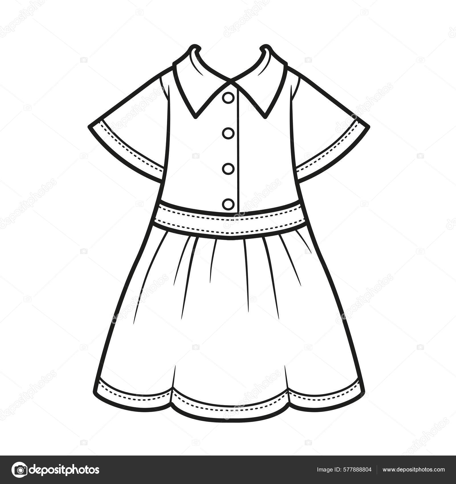 Baju Denim Garis Besar Untuk Mewarnai Pada Latar Belakang Putih Vektor ...