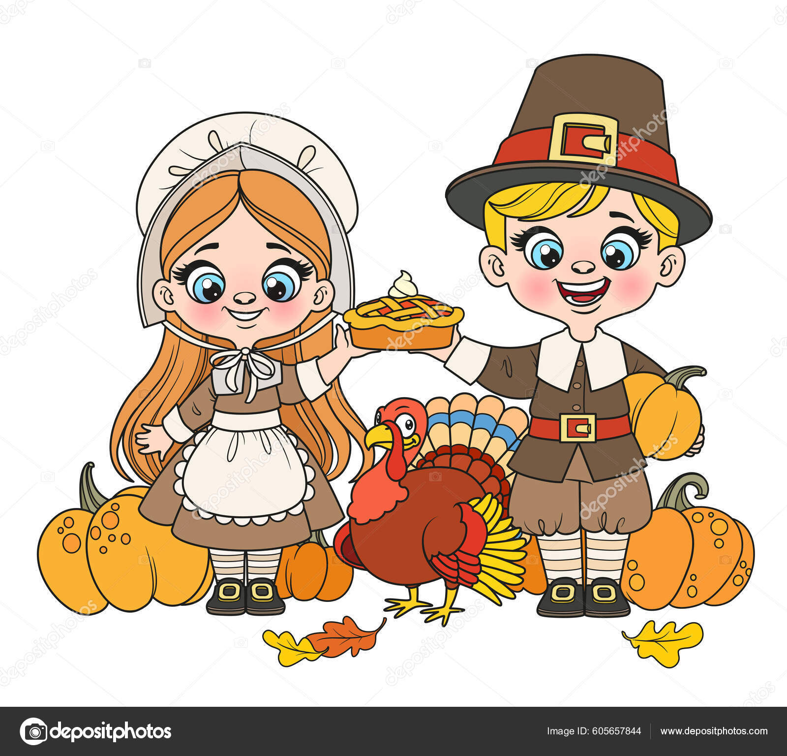Cute Girl Turkey Cartoon