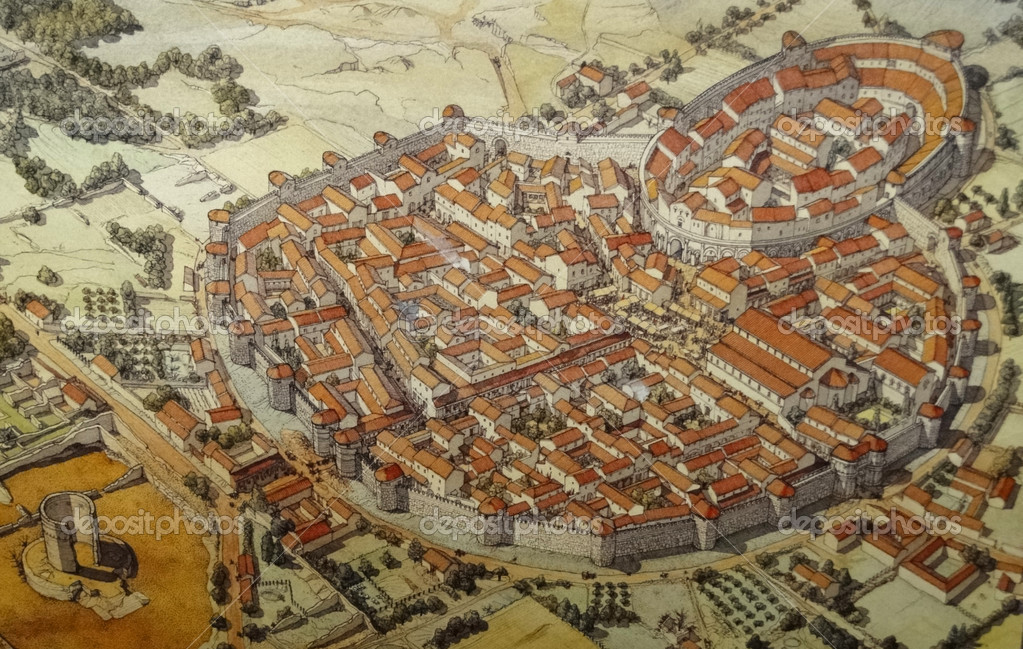 Medieval view of Roman town — Stock Photo © cascoly #12861743