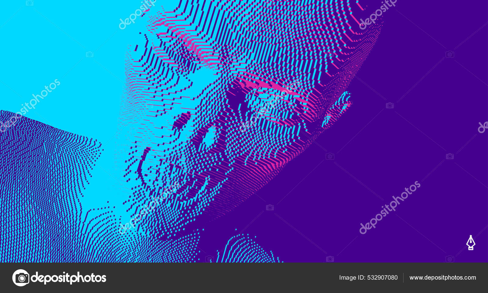 Face Alien Zombie Abstract Digital Head Constructing Cubes Voxel Art ...