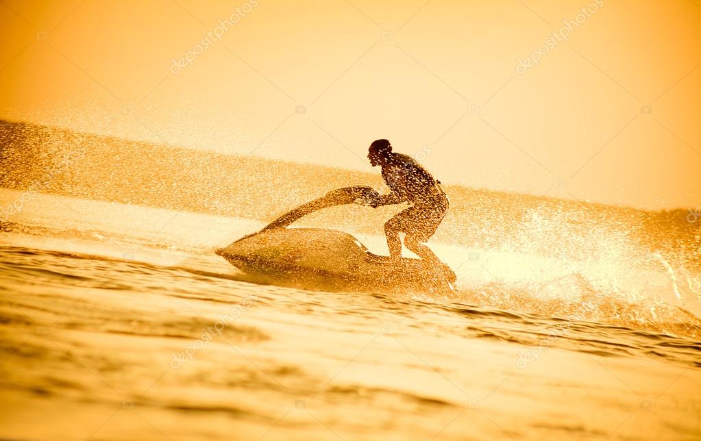 Man drives on the jet boat Stock Photo by ©yanlev 49673063