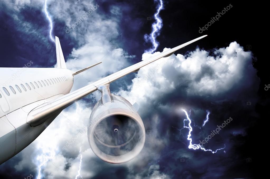 Airplane crash in a storm with lightning Stock Photo by ©ghoststone ...