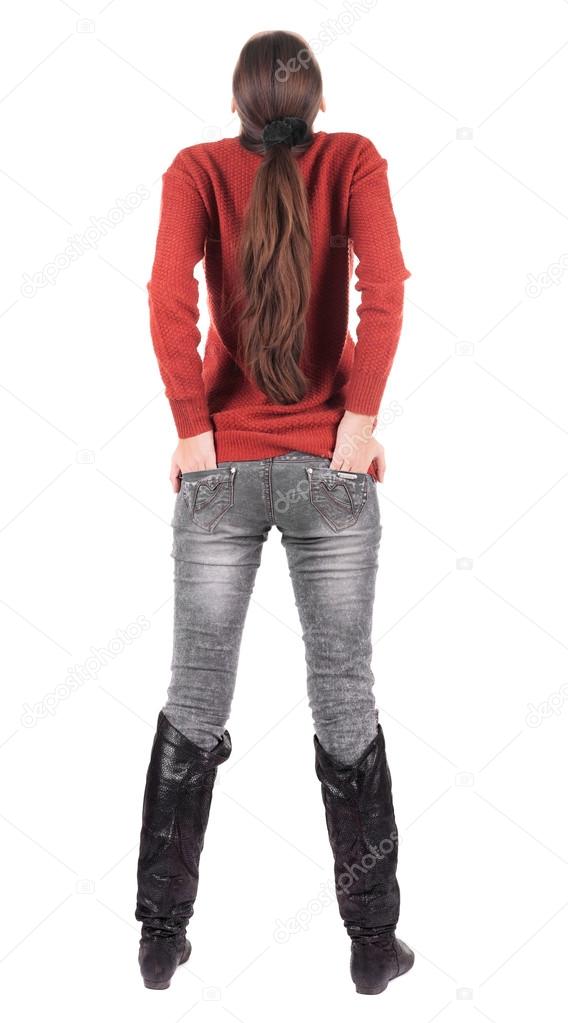 Back view of standing young beautiful woman. Stock Photo by ©ghoststone ...