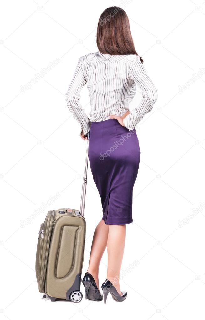 Back view of stylishly dressed brunette business woman with suit Stock ...