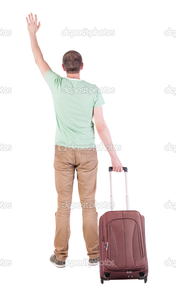 Back view of man with suitcase. Stock Photo by ©ghoststone 30251481