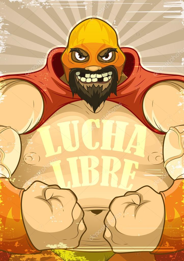 Poster with the wrestler Lucha Libre in retro style — Stock Vector ...