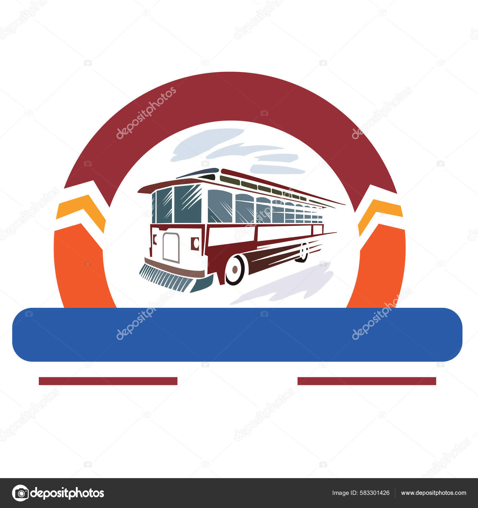 Bus Graphic Style Red Color Logo Isolated Object White Background Stock ...