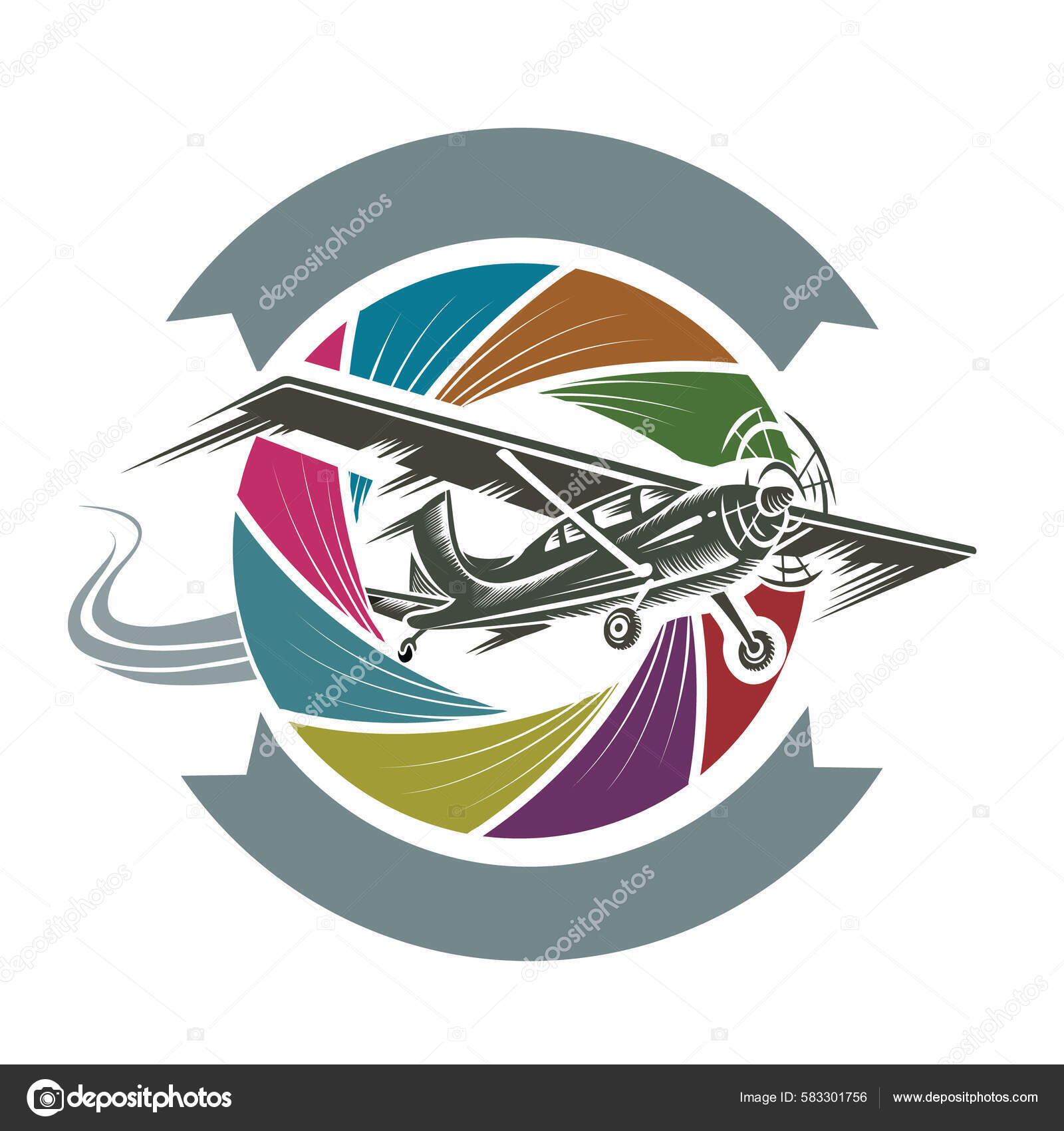 Multicolored Color Airplane Logo Isolated Object White Background ...