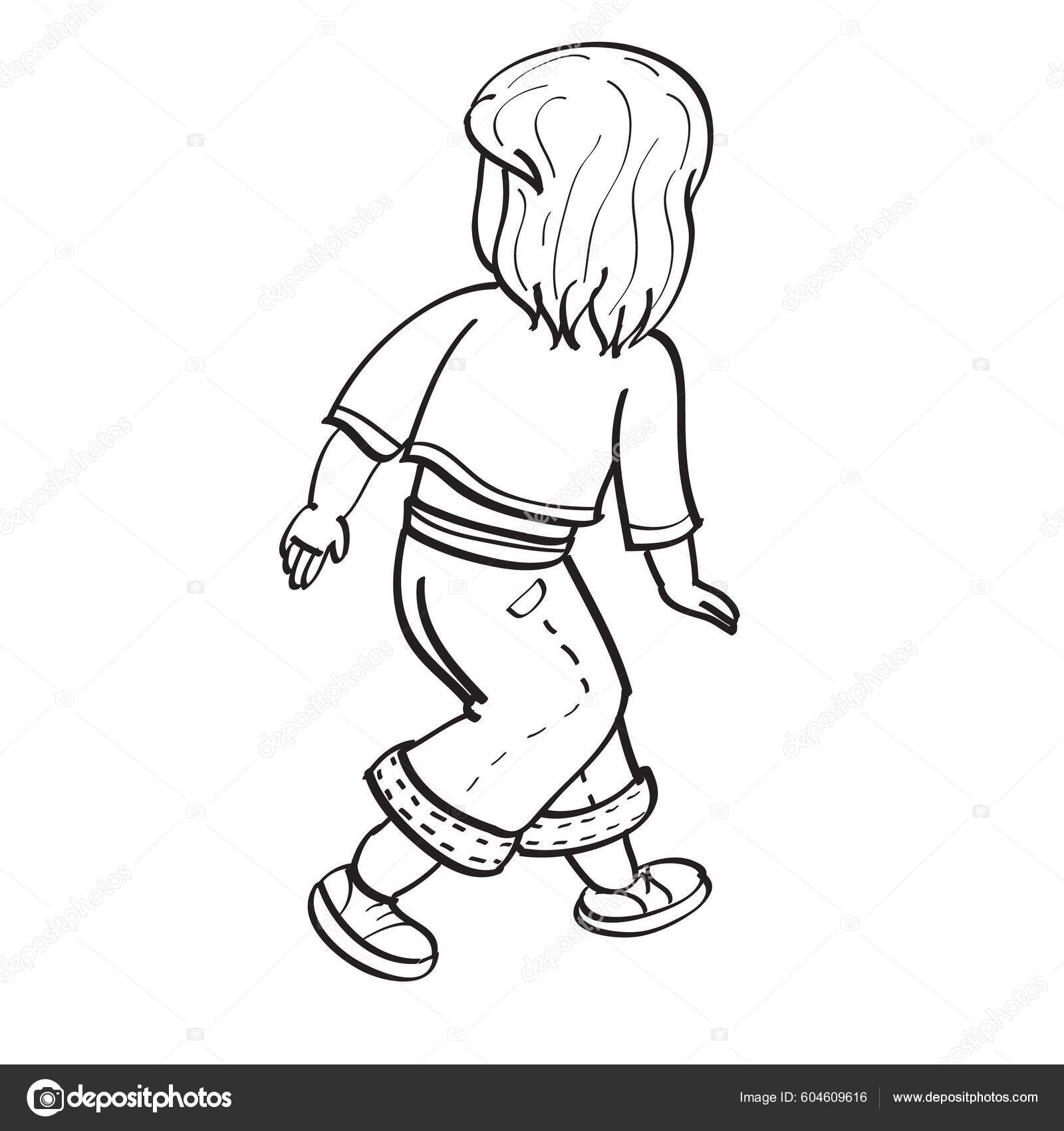 Little Girl Running Away Drawing