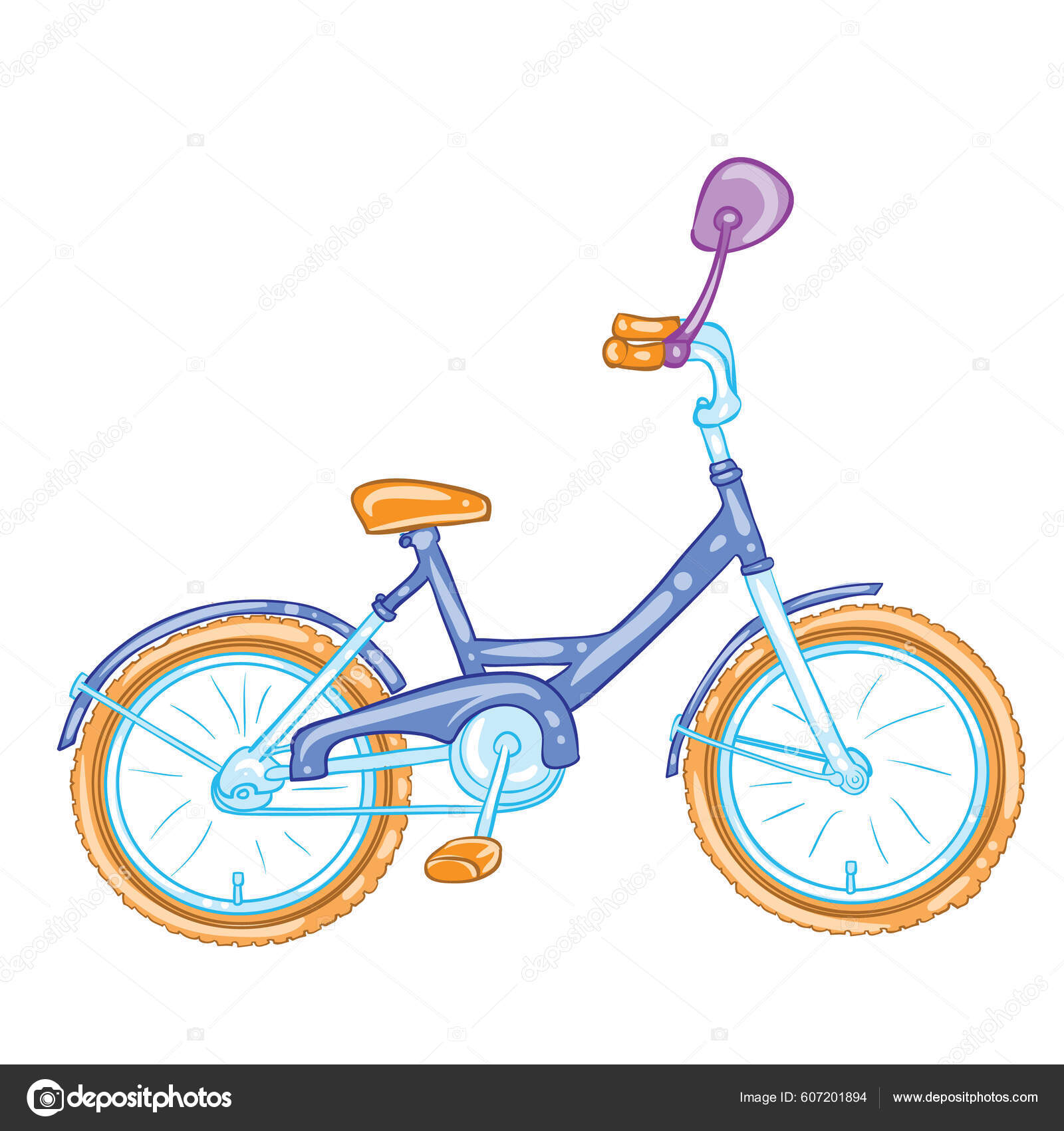 Gyermek Kerékpár Kék Színű Sárga Kerekek Elszigetelt Tárgy Fehér Háttér ...