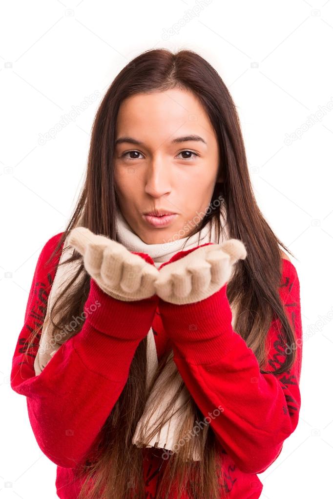 Woman blowing a kiss Stock Photo by ©hsfelix 39075659