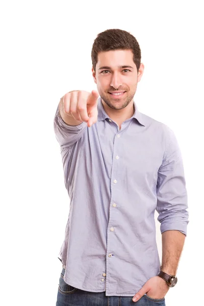 Handsome happy young man pointing at camera Stock Photo by ...