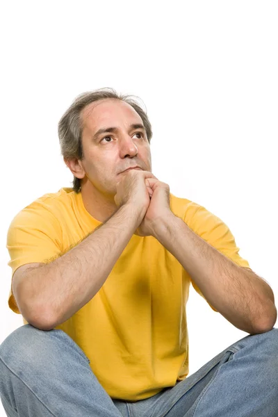 Homem sentado pensando Stock Photos, Royalty Free Homem sentado ...