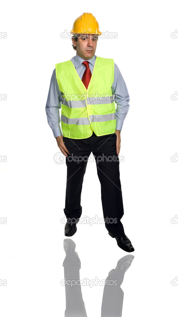 An engineer with yellow hat, isolated on white Stock Photo by ©zittto ...