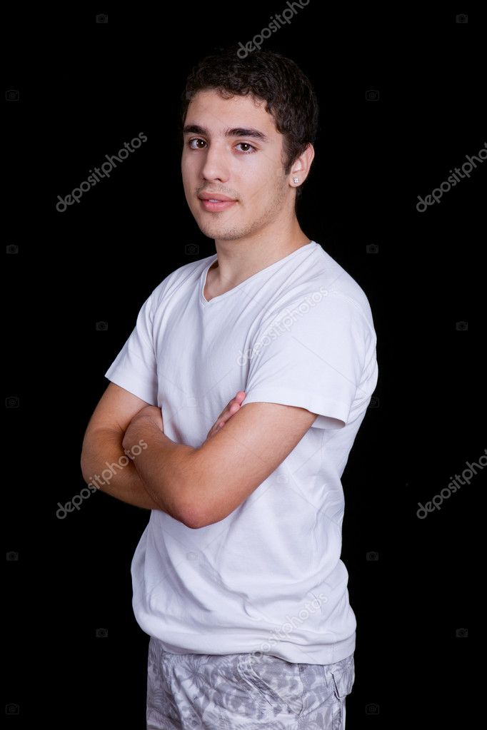 Happy man on a black background — Stock Photo © zittto #23629221