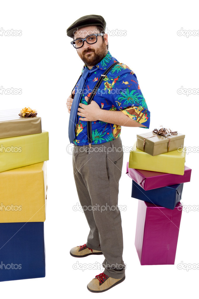 Happy silly salesman with some boxes Stock Photo by ©zittto 23791801
