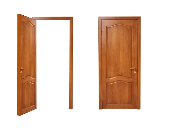 Open and closed wooden doors isolated on white Stock Photo by ...