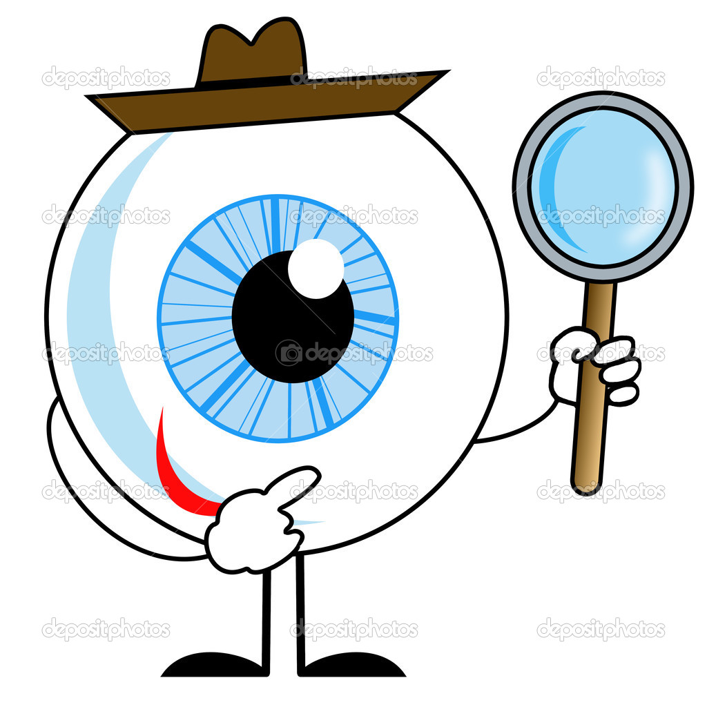 Human eye in hat with magnifying glass in hands — Stock Photo ...
