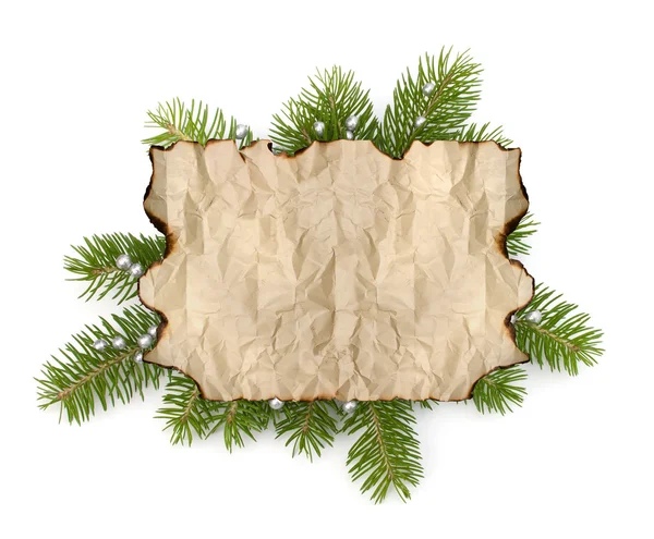 Old parchment paper with copy space on Christmas tree branch bac Stock ...