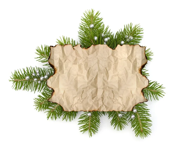 Old parchment paper with copy space on Christmas tree branch bac Stock ...