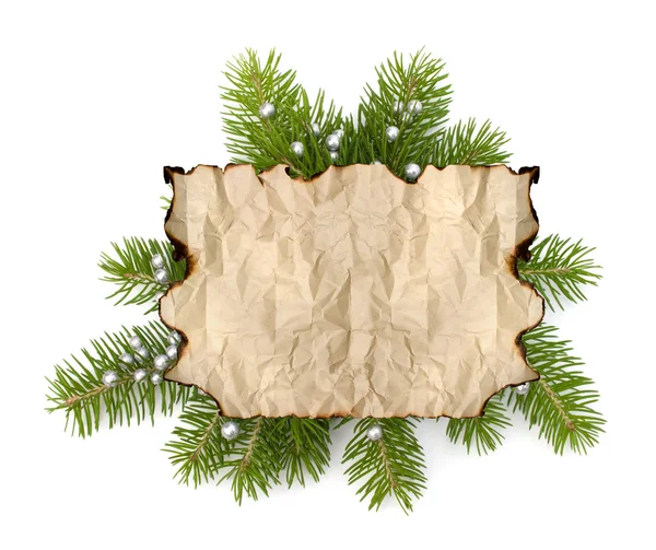 Old parchment paper with copy space on Christmas tree branch bac Stock ...