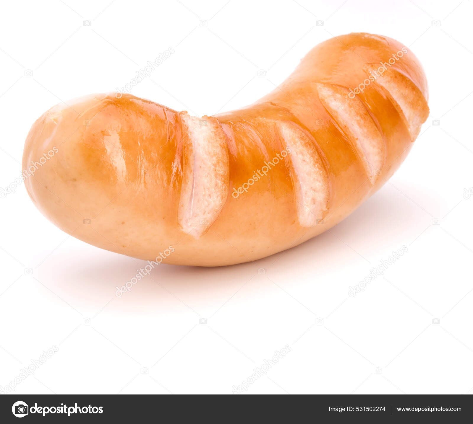 One Roasted Sausage Isolated White Background Cutout — Stock Photo ...