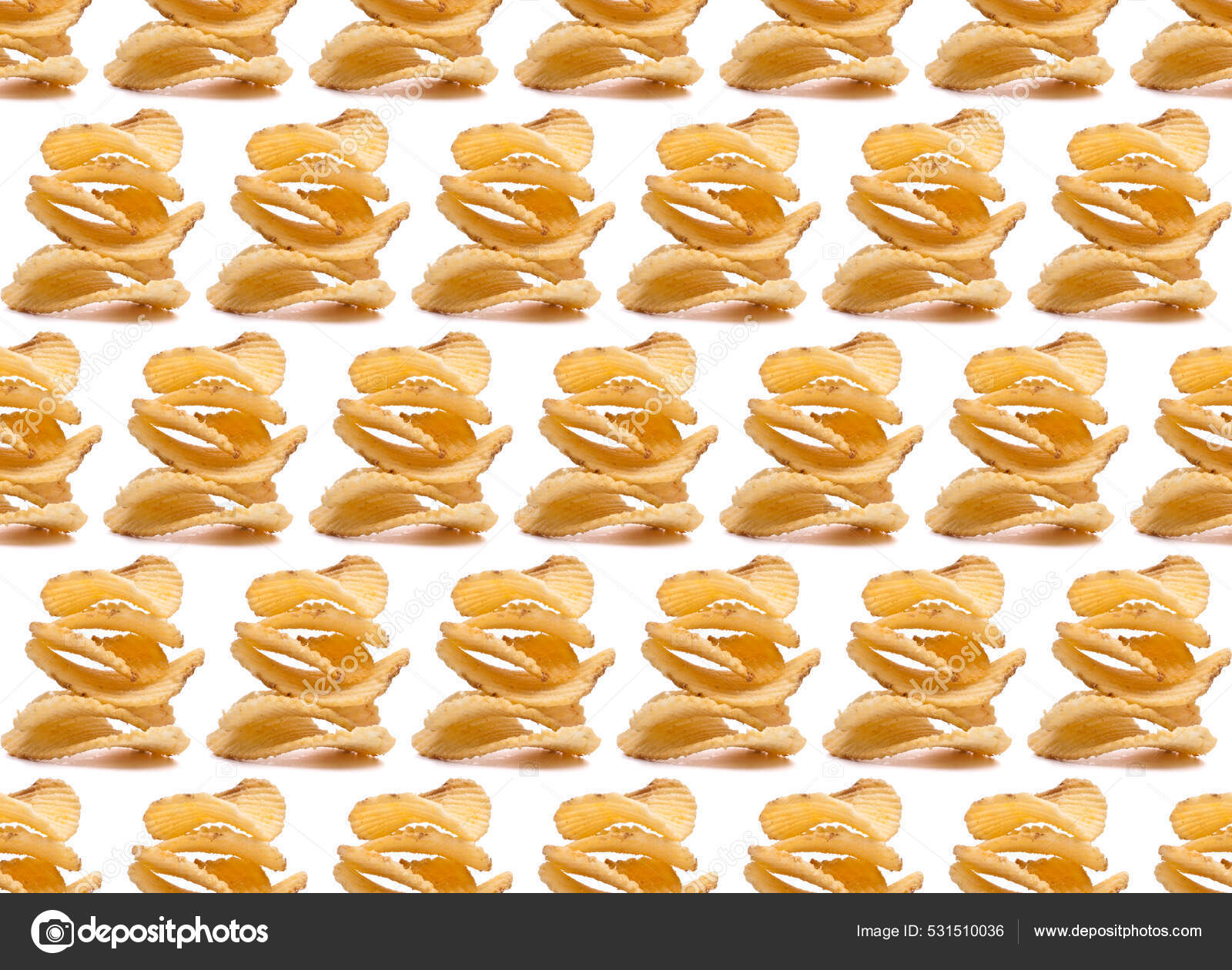 Potato Chips Isolated White Background Seamless Food Pattern — Stock ...