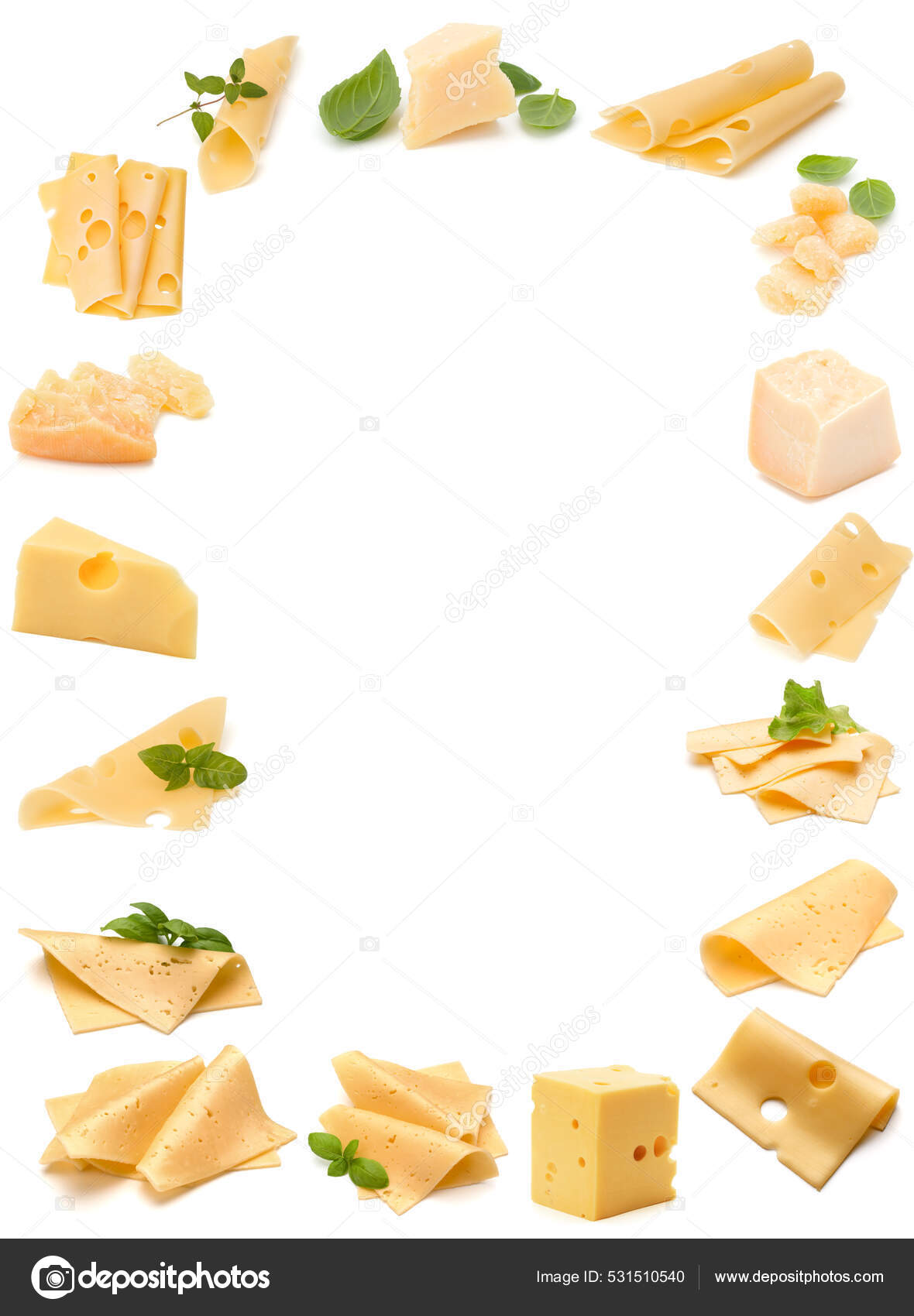 Cheese Collection Isolated White Background Set Different Cheeses ...