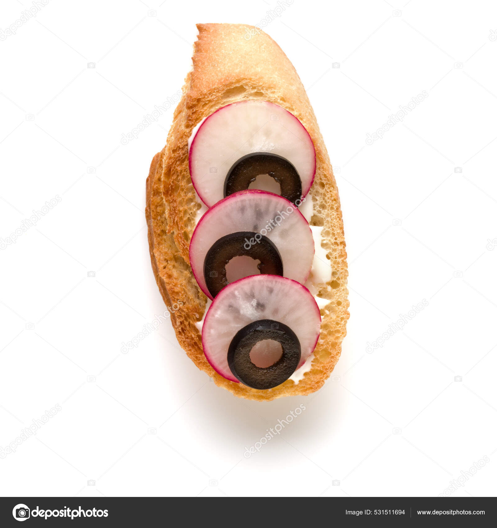 Open Faced Sandwich Canape Crostini Isolated White Background Closeup ...