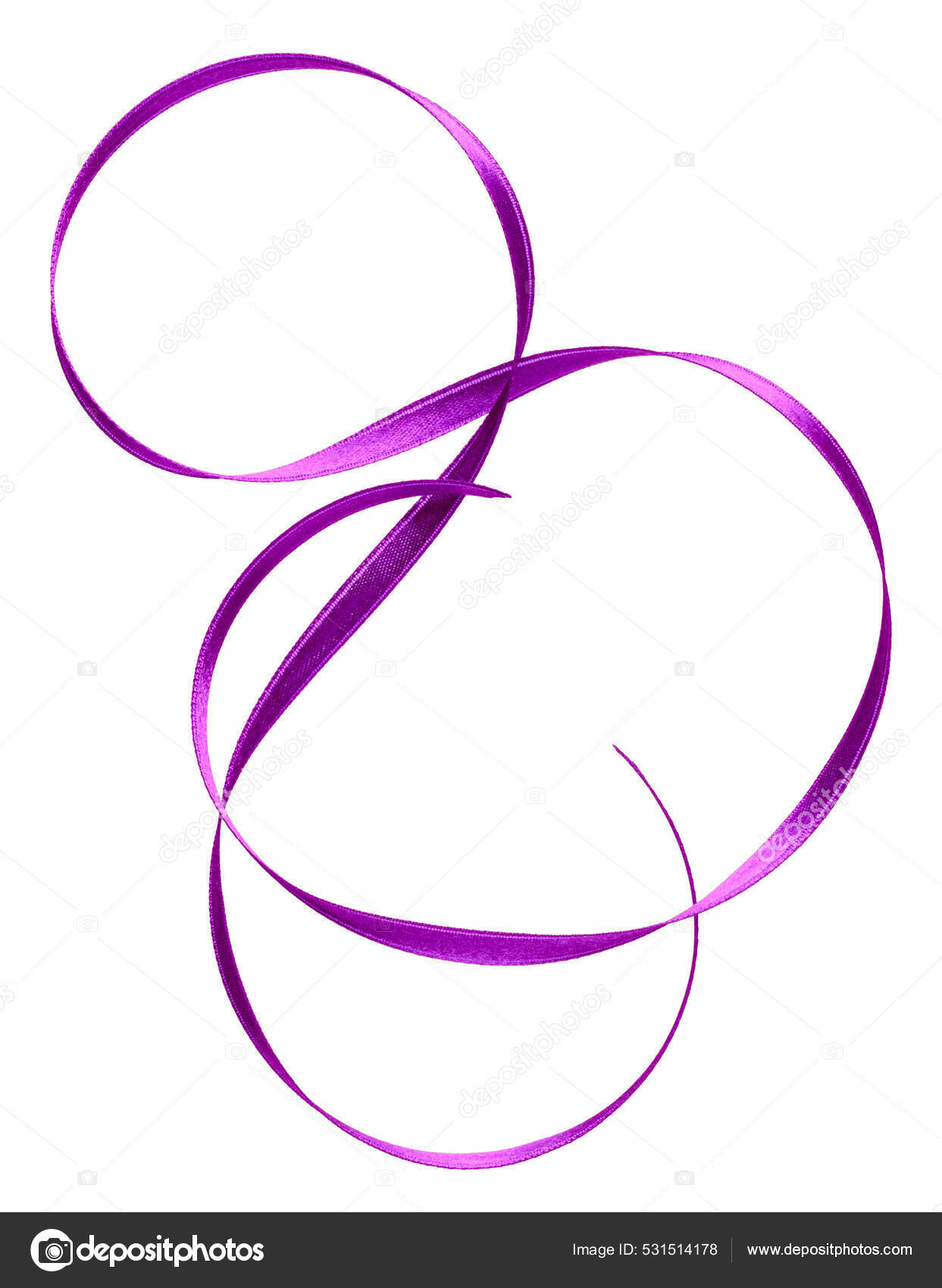 Shiny Satin Ribbon Lavender Color Isolated White Background Close ...