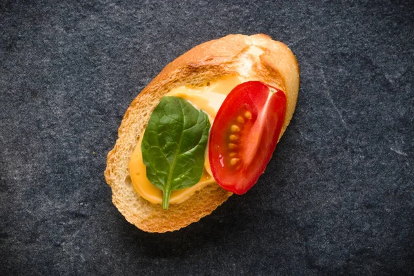 Open Faced Sandwich Canape Crostini Dark Stone Background — Stock Photo ...