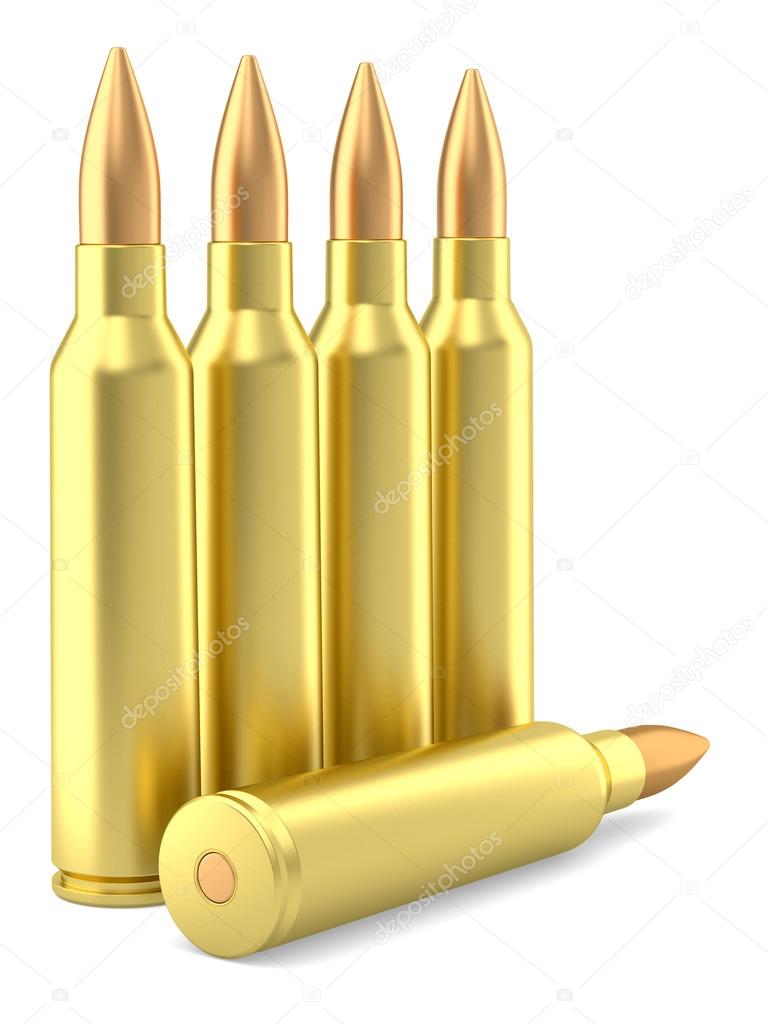 Large caliber rifle ammunition cartridges on white — Stock Photo ...
