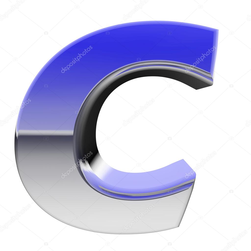 Chrome alphabet symbol letter C with color gradient reflections ...